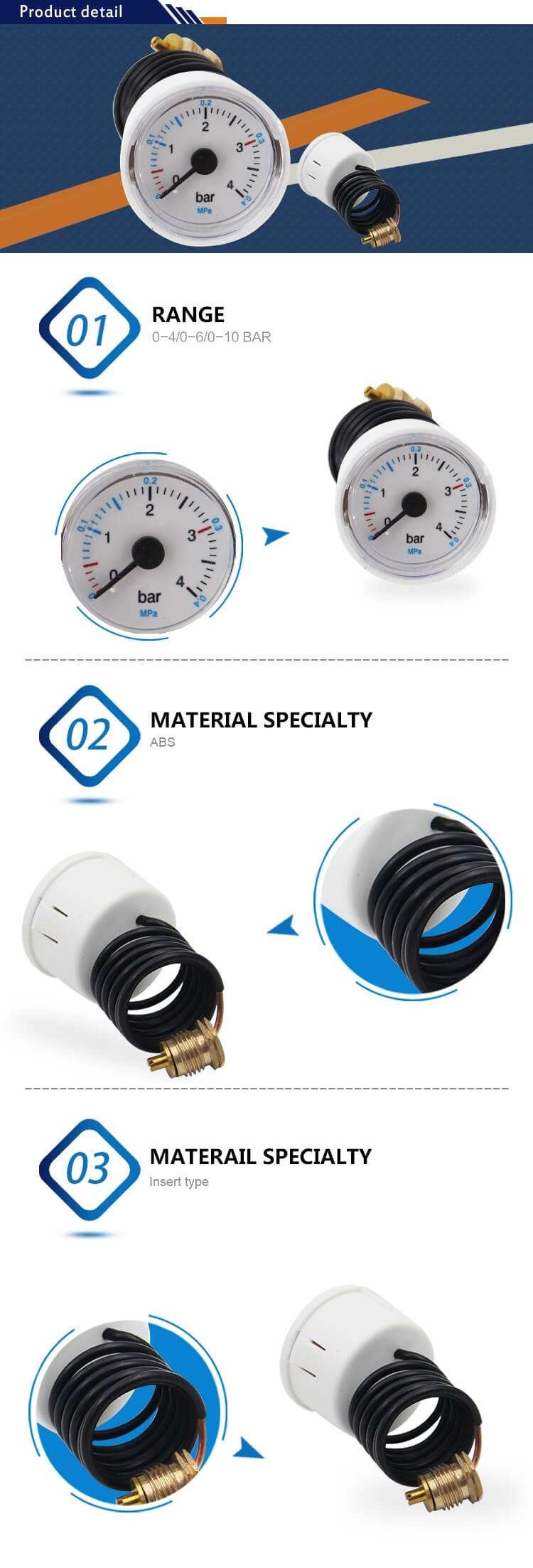 37mm Plastic Capillary Manometer Easy And Remote Reading Pressure Gauge ...